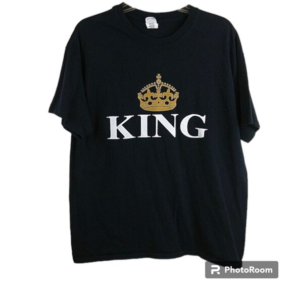 Gildan | Shirts | Gildan Graphic King With Crown Black 0 Cotton Short ...